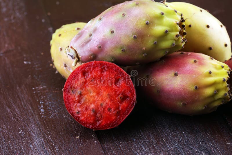 Fruits of the Prickly Pear Cactus on a Rustic Table. Stock Photo ...