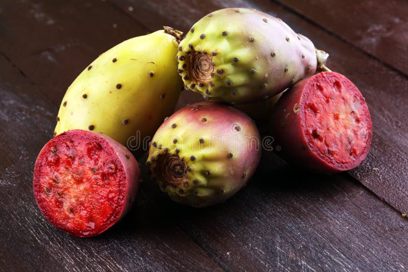 Fruits of the Prickly Pear Cactus on a Rustic Table. Stock Image ...