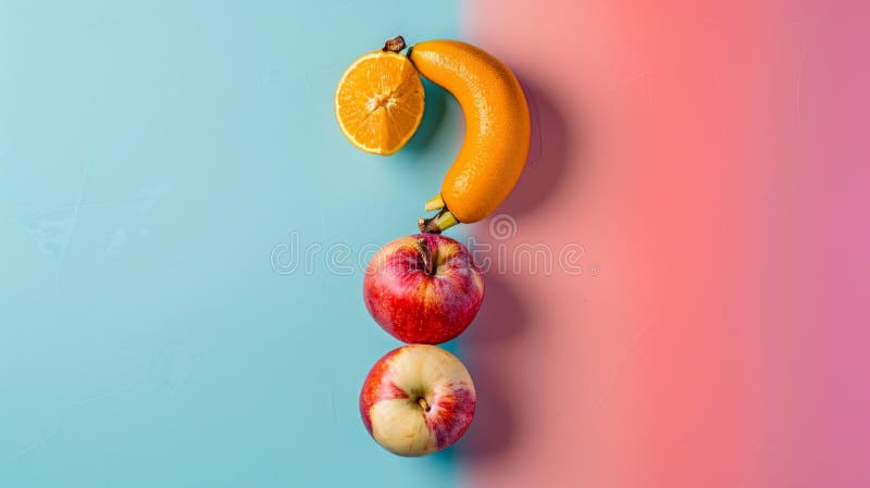 Fruits in Question Mark Shape on Dual Color Background, Generative AI ...
