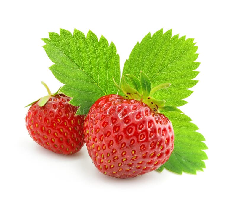 Fruits Rouges De Fraise Avec Les Lames Vertes D'isolement Image stock ...