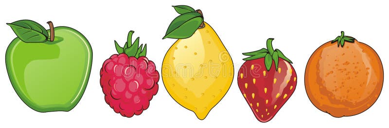 Fruits on the row stock illustration. Illustration of colored - 89788285