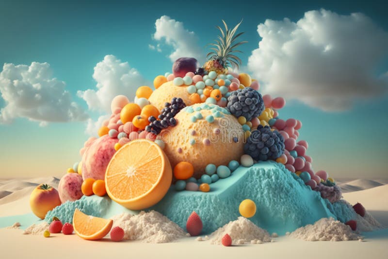 Fruits on Sand, AI Generative Stock Illustration - Illustration of ...