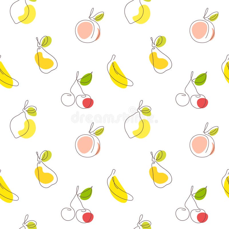 Fruits Seamless Pattern. Summer Fruits Vector Seamless Pattern with ...