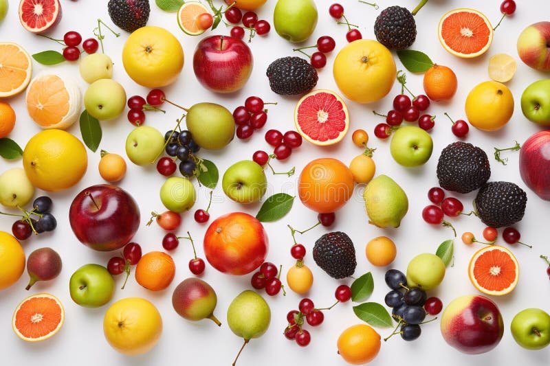 Fruits Seamless White Background Top Down View, Professional Color ...