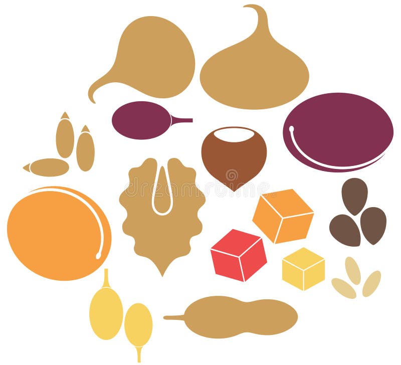 Ensemble De Fruits Secs Noir Et Blanc Illustration de Vecteur ...