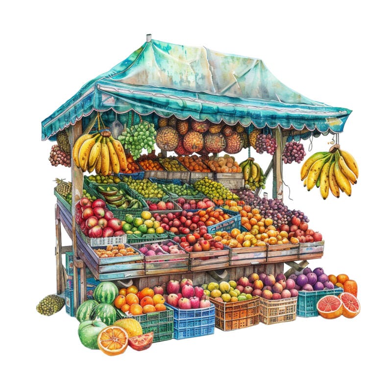 Fruits Selling Stall on Transparent Background - Ai Generated Stock ...