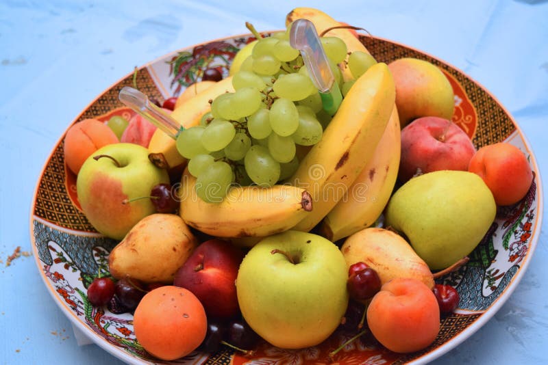 Fruits Served in the Moroccan Wedding. Moroccan Women Eat Fruits Stock ...
