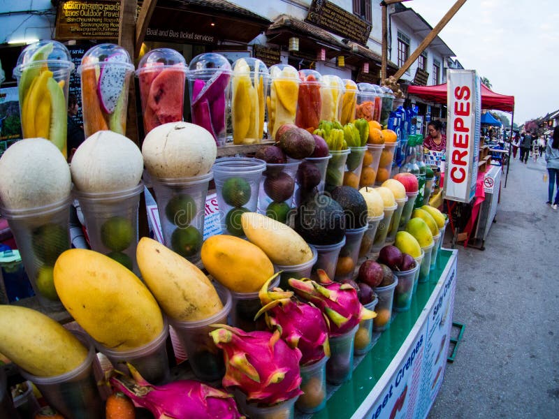 Fruits Shake Stand in Luang Prabang, Laos. : February 2018 Editorial ...