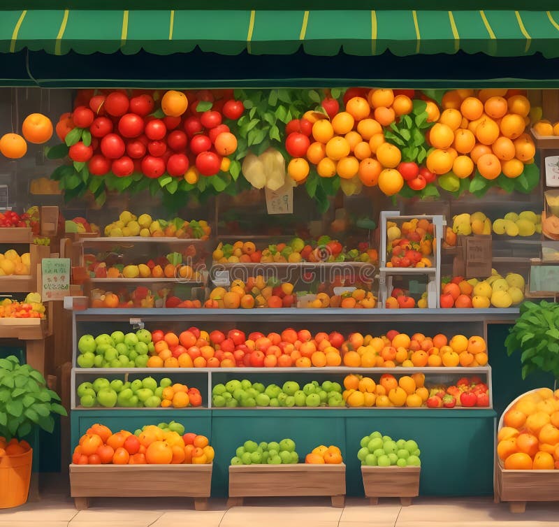Fruits shop variety stock illustration. Illustration of greengrocer ...