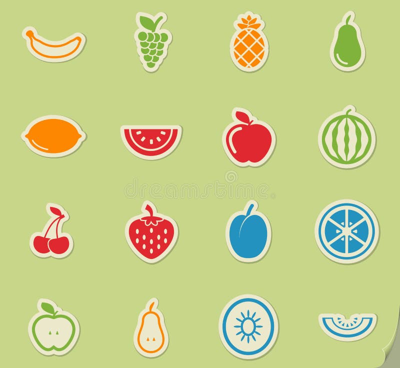 Fruits simply icons stock illustration. Illustration of banana - 88830057
