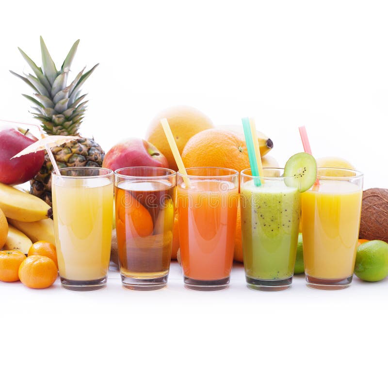 Fruits Smoothies, Summer Cool Drinks Top View Macro Stock Photo - Image ...