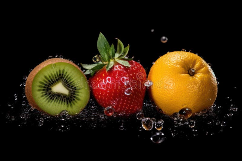 Fruits in Splash Fruits in Splash Fruit in Water Stock Illustration ...