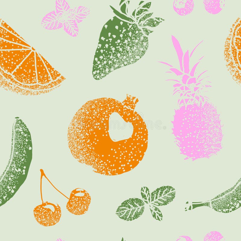 Fruits with Spray Texture Illustration Design Seamless Pattern Stock ...