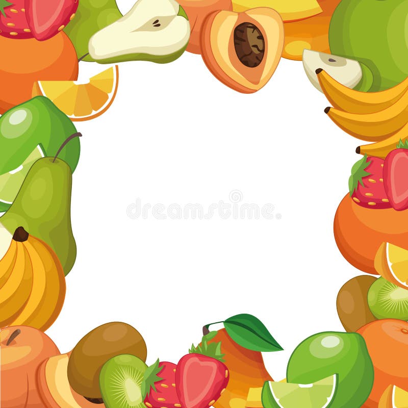 Fruits Square Frame Cartoons Stock Vector - Illustration of orange ...