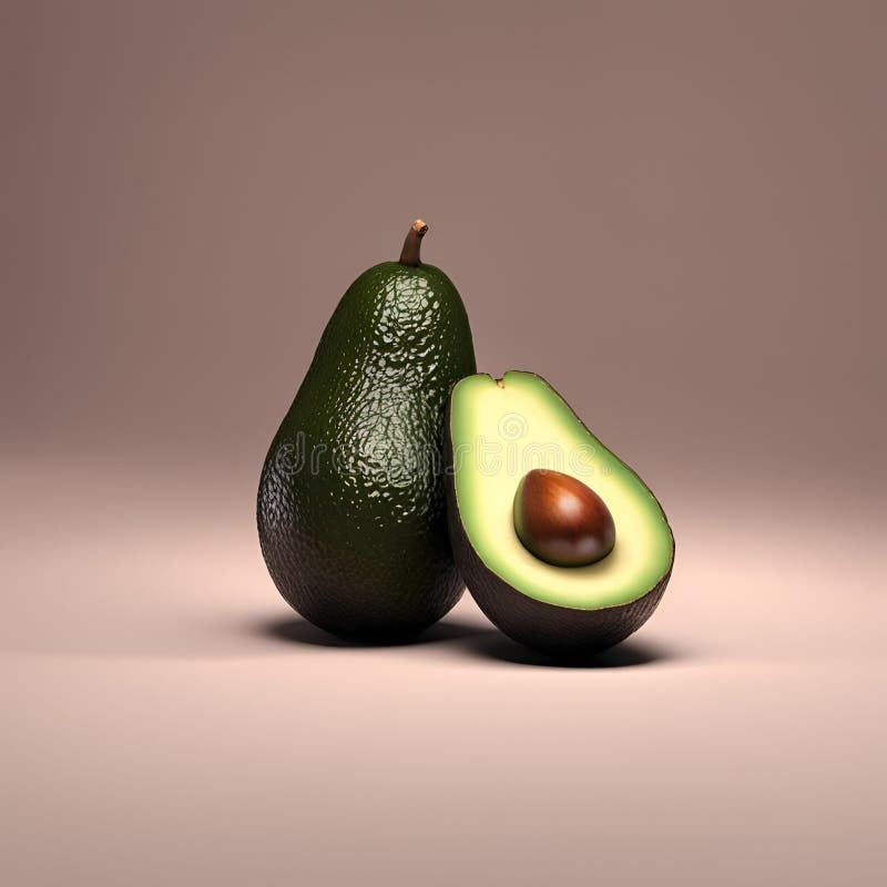 Fruits Studio - an Avocado, Front View, Studio Photo Stock Illustration ...
