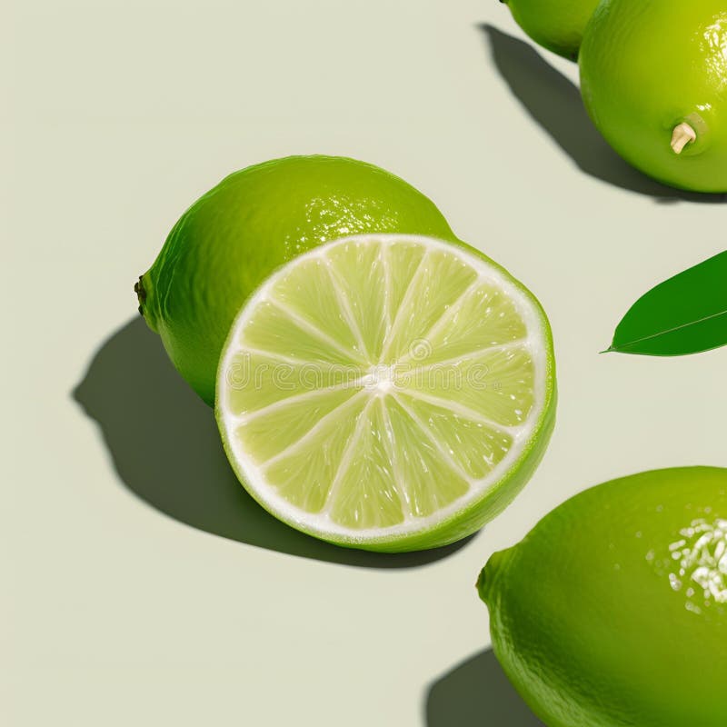 Fruits Studio - a Lime, Front View, Studio Photo Stock Illustration ...