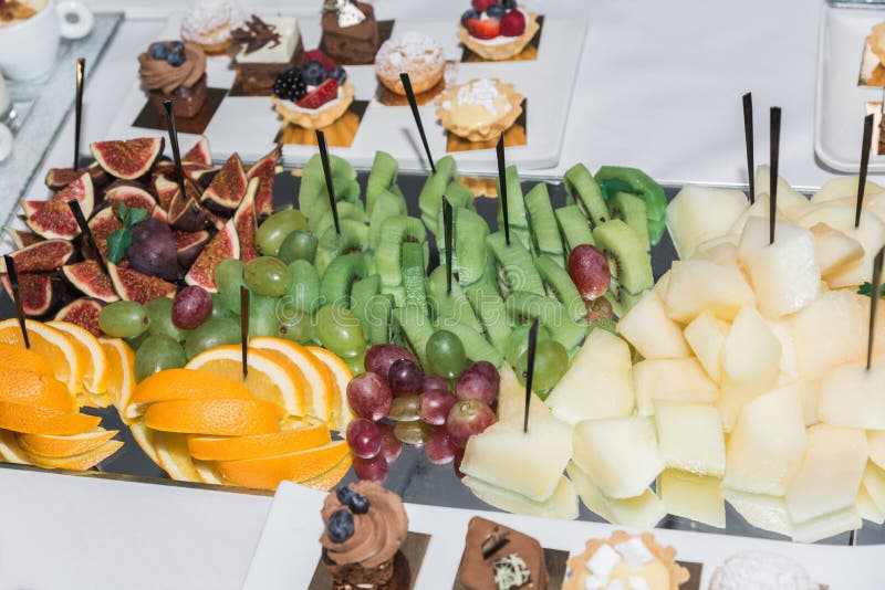 Fruits and Sweets on the Table Stock Image - Image of candy, birthday ...