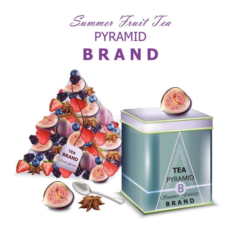 Fruits Tea Vector Realistic Packaging. Pyramid Design Fresh Fruits ...