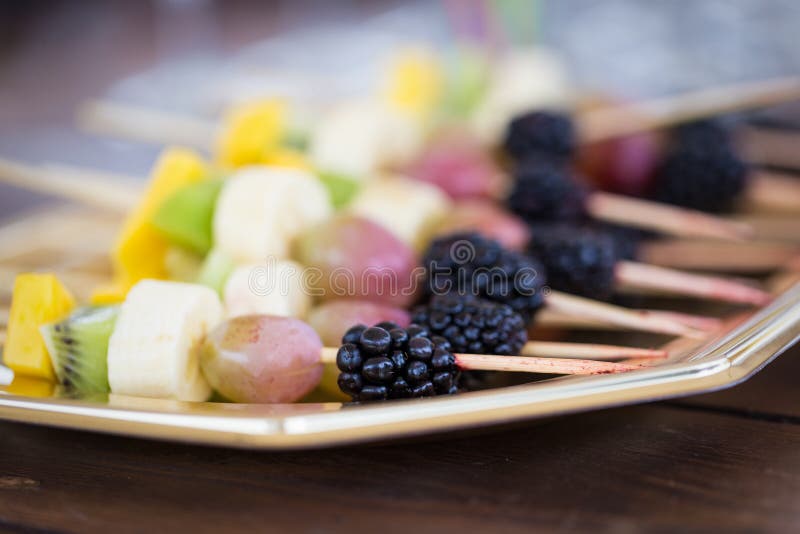 Fruits on a toothpick stock image. Image of pile, healthy - 47675637