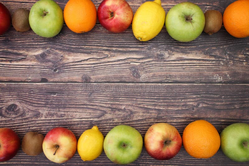 Fruits on Top and Bottom of the Table Stock Image - Image of freshness ...