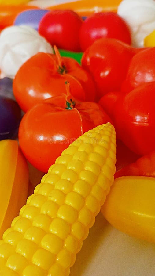 Fruits Toys Tomato Corn Vegetable Plastic Kid Stock Photo - Image of ...
