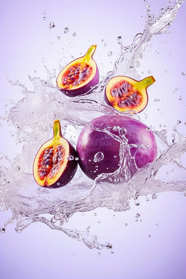 Fruits of Tropical Fruit Passionfruit with Water Splash. Stock ...