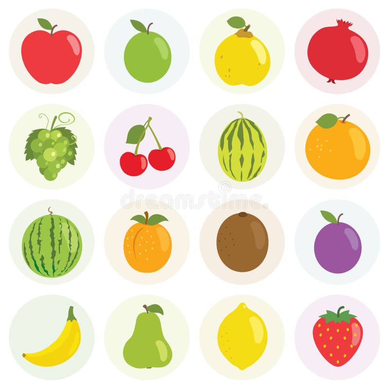 Fruits Vector Illustration Set Stock Vector - Illustration of health ...