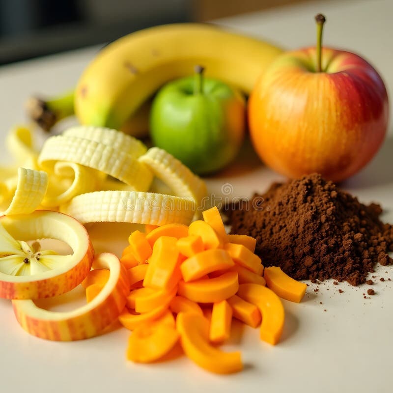 Fruits and Vegetable Scraps for Composting Stock Illustration ...