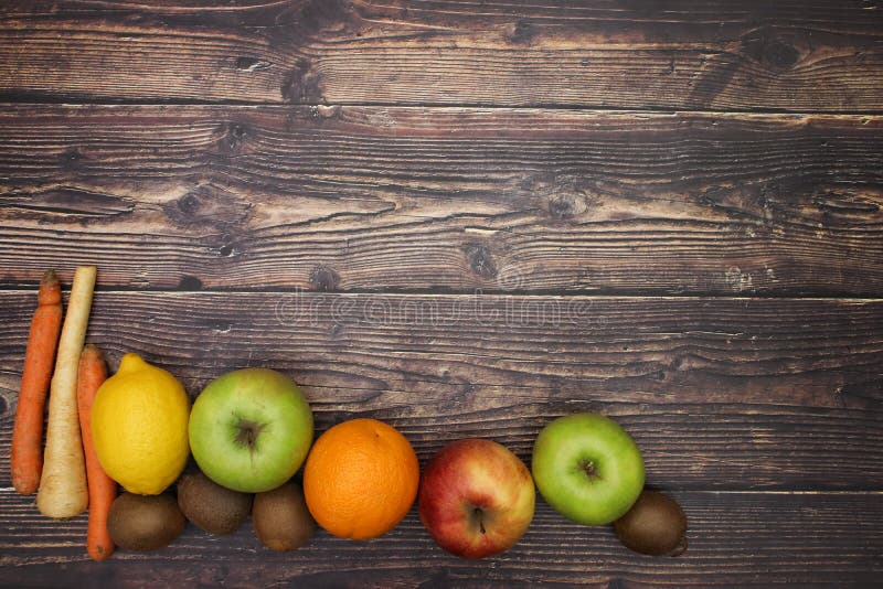 Fruits and Vegetables on Bottom of the Table Stock Image - Image of ...