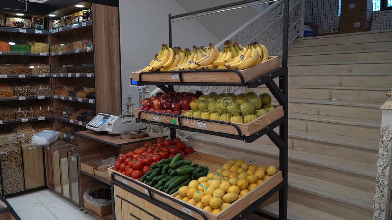Fruits and Vegetables on Display in a Grocery Store Stock Photo - Image ...