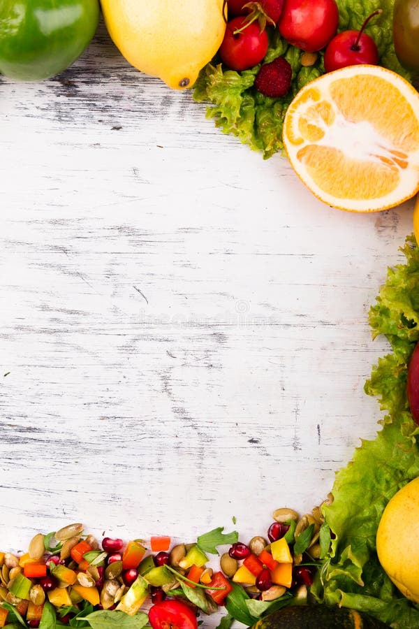 Fruits and Vegetables Frame. Copy Space. Vegan. Clear Food. Stock Photo ...