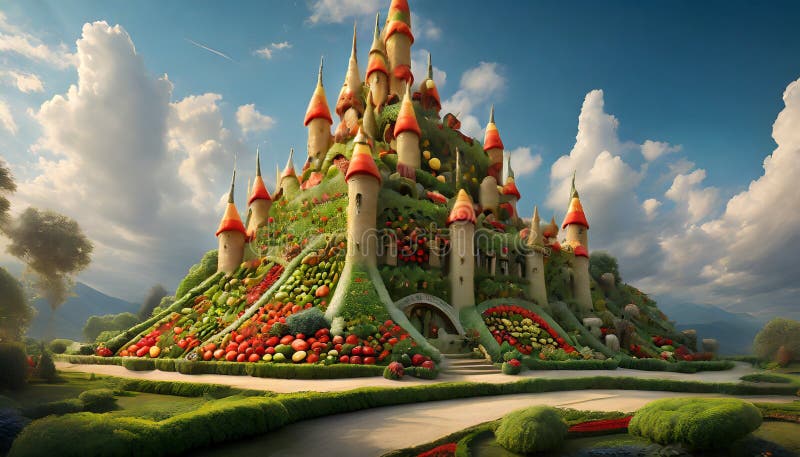 Fruits and Vegetables after Harvest in the Shape of a Castle Stock ...