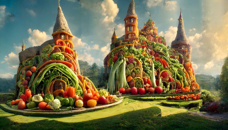 Fruits and Vegetables after Harvest in the Shape of a Castle Stock ...