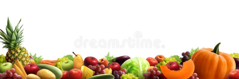 Fruits and Vegetables Horizontal Composition Stock Vector ...