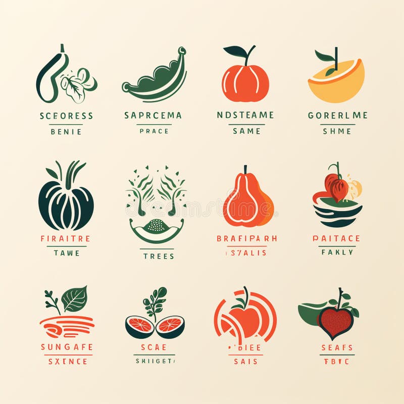 Fruits and Vegetables Icons Set. Vector Illustration in Flat Style ...