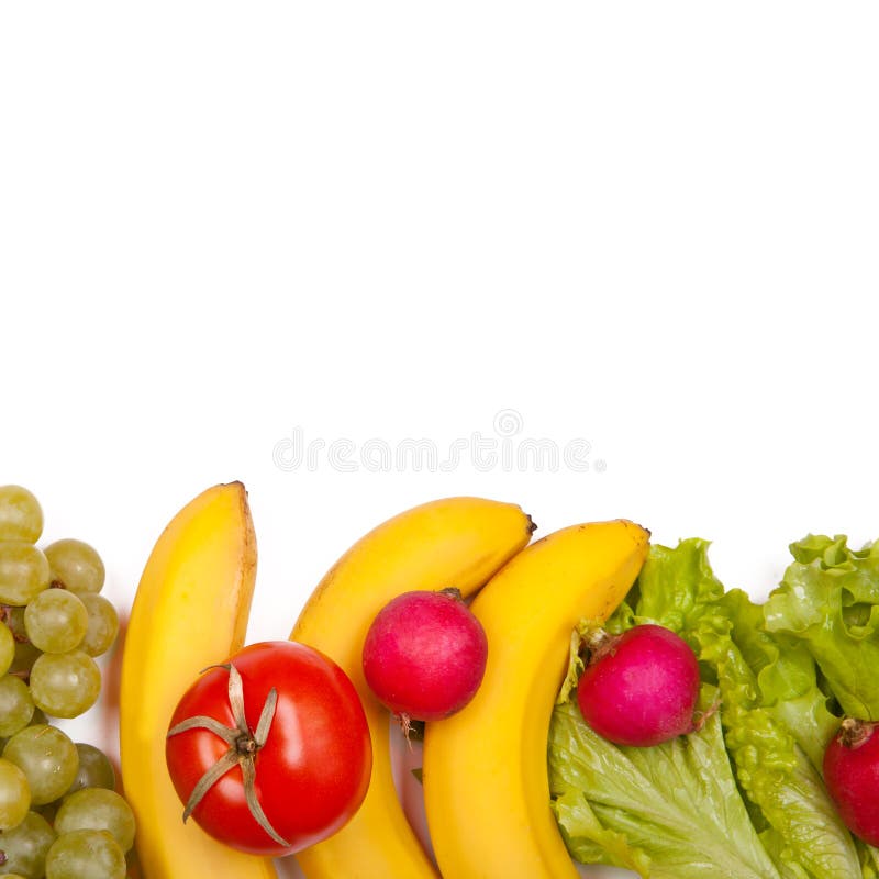 Fruits and Vegetables Isolated on a White Stock Photo - Image of white ...