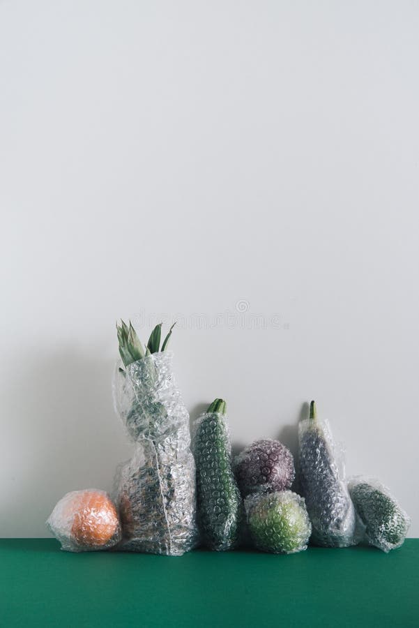 Fruits and Vegetables Packaged in Plastic Wrap Stock Image - Image of ...