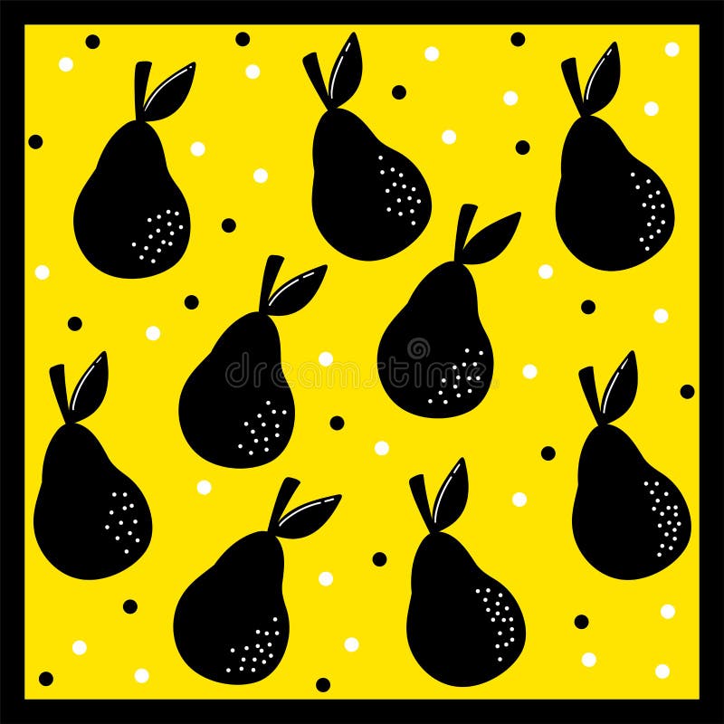 Fruits Vegetables Pears Vector Pattern Black Stock Vector ...
