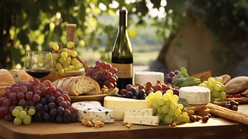 Fruits vineyard table stock illustration. Illustration of rustic ...