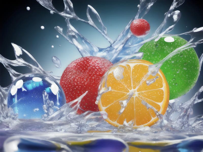 Fruits Water Drops, Generative AI Illustration Stock Illustration ...