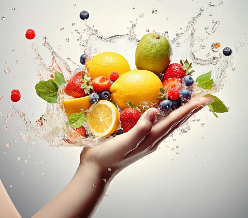 Fruits Waterfall Pouring into the Screen Stock Illustration ...