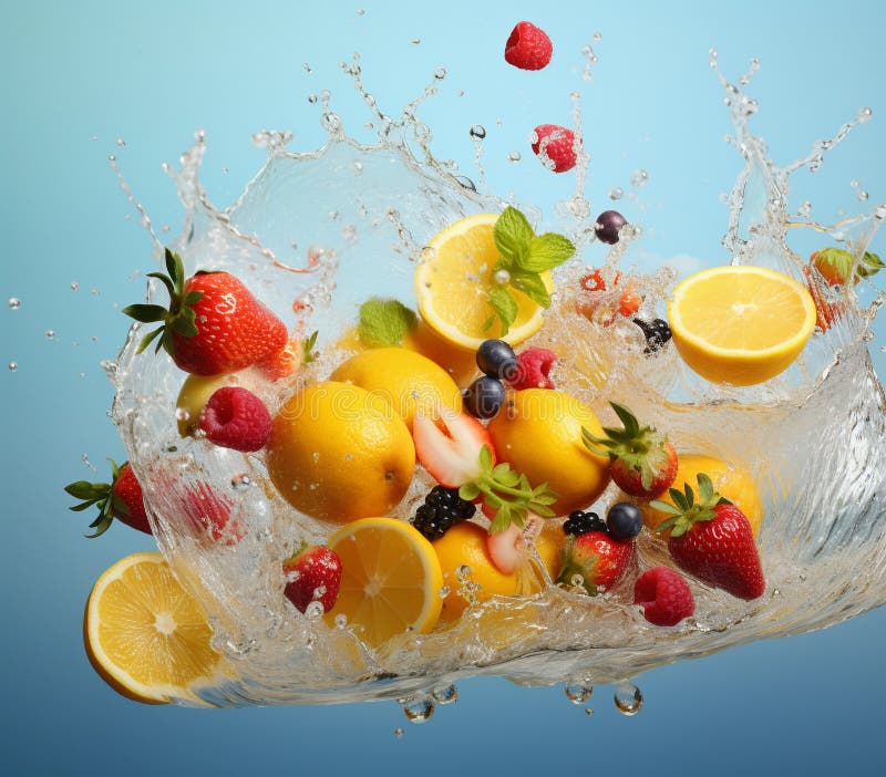 Fruits Waterfall Pouring into the Screen Stock Illustration ...