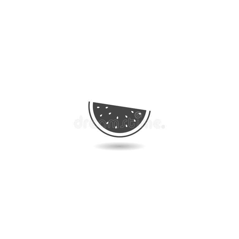 Fruits Watermelon Icon with Shadow Stock Vector - Illustration of ...