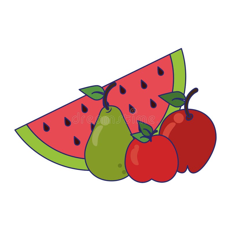 Fruits Watermelon Pear and Apples Stock Vector - Illustration of menu ...