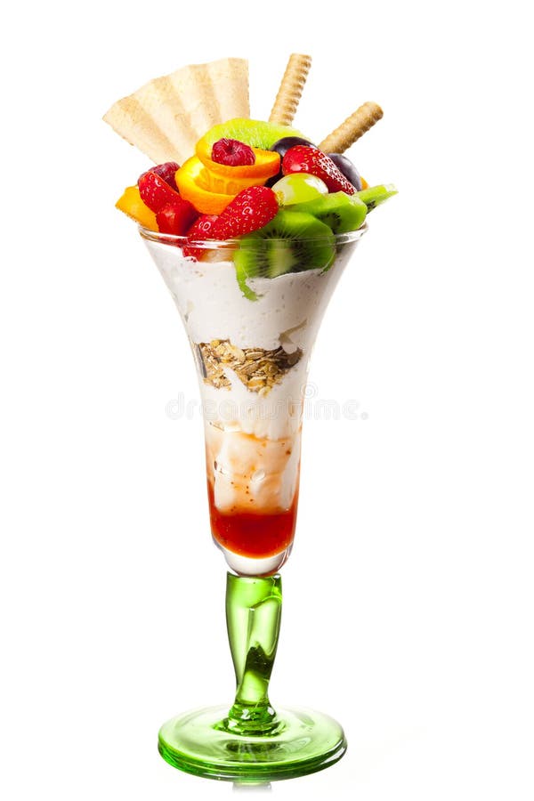 Fruits with whipped cream stock photo. Image of black - 190123422