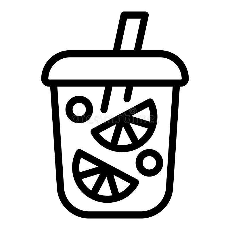 Fruity Bubble Tea Icon Outline Vector. Iced Bubbly Beverage Stock Vector - Illustration of ...