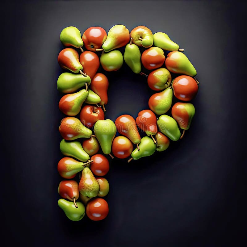 Fruity Letter P stock illustration. Illustration of fruits - 301480457