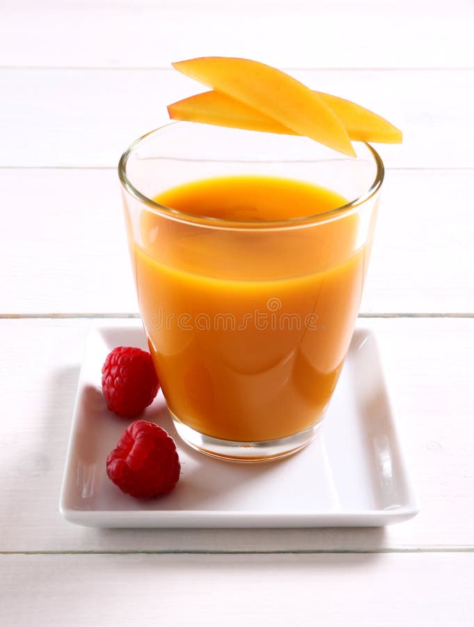 Fruity Mango Smoothie with Raspberry Stock Image - Image of cocktail ...