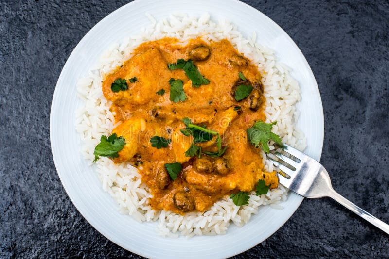 Fruity Mild Chicken Curry with Boiled Rice Stock Photo - Image of meals ...