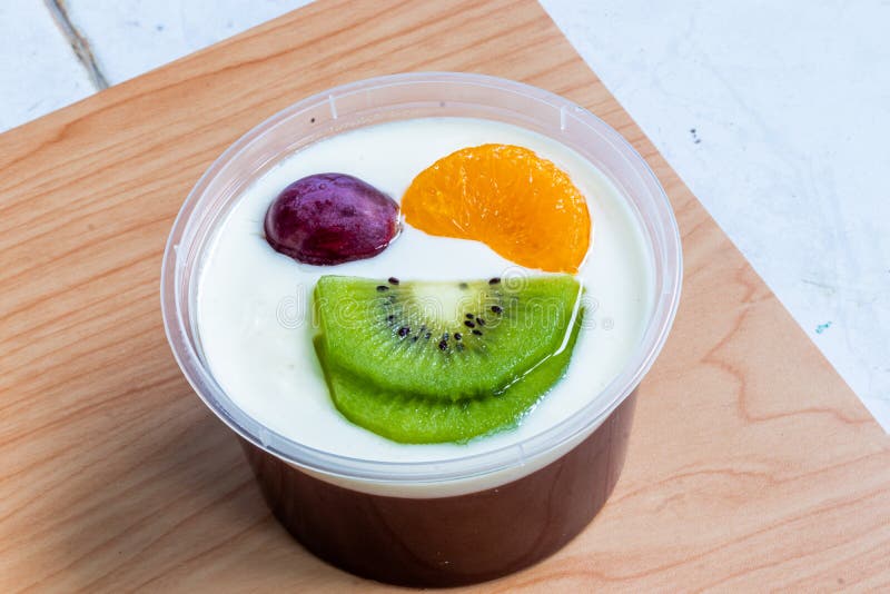 Fruity Milk Pudding, Sweet Chocolate Silk Pudding Dessert with Fruit ...